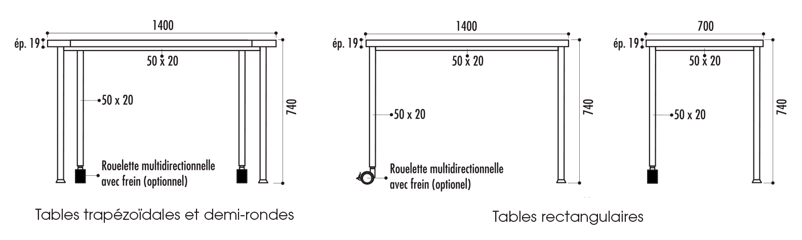 Table de réunion modulable en 6 coloris, table de réunion modulable en ...