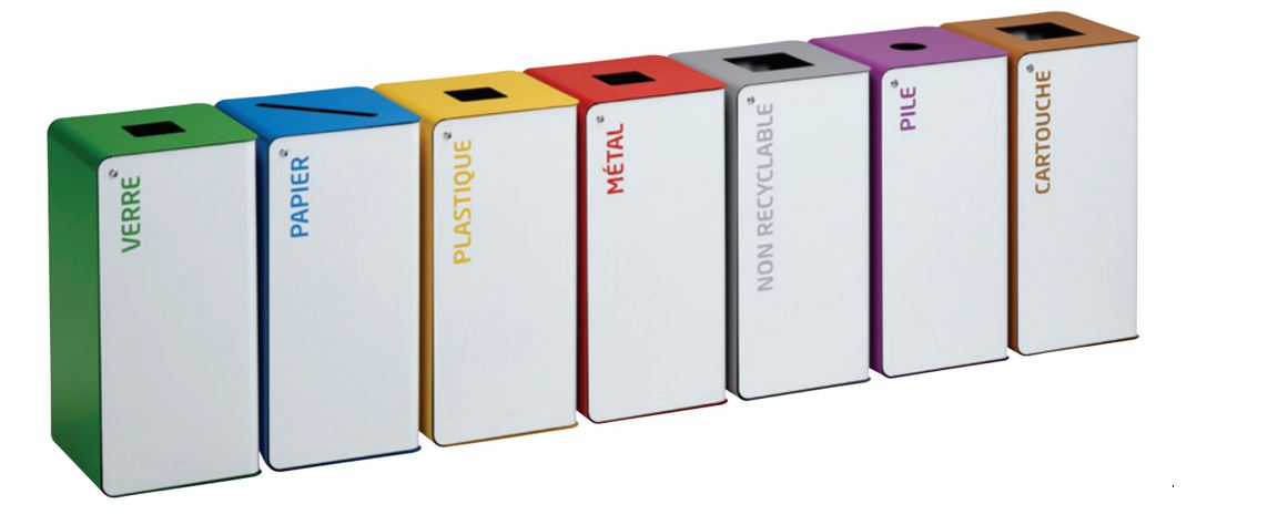 Poubelle intérieure de tri sélectif 65L, poubelle de tri sélectif en acier